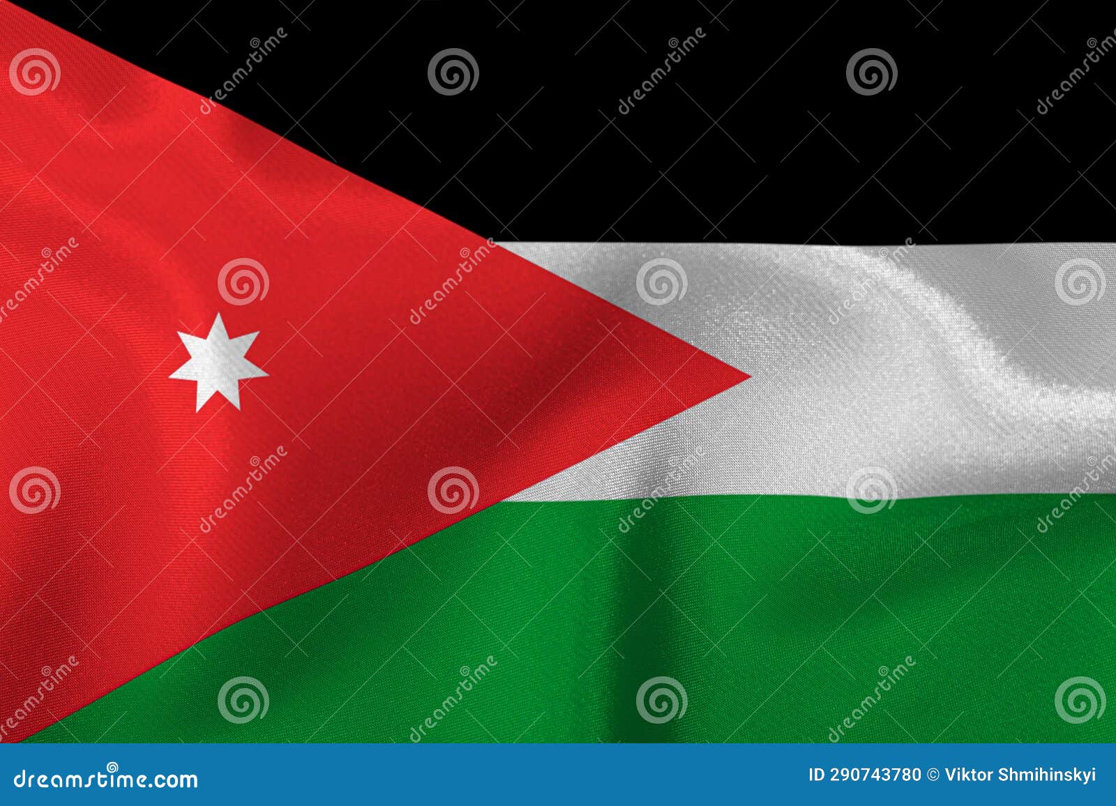 Flag of the State of Jordan Close-up Stock Illustration - Illustration ...