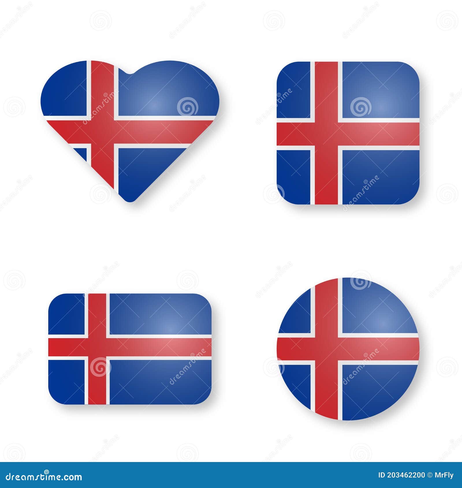 Iceland Flag Sticker Set, Vector Illustration Stock Vector ...