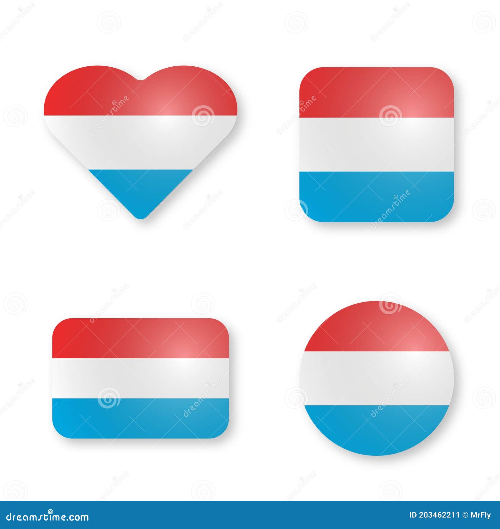 Luxembourg Flag Sticker Set, Vector Illustration Stock Vector ...