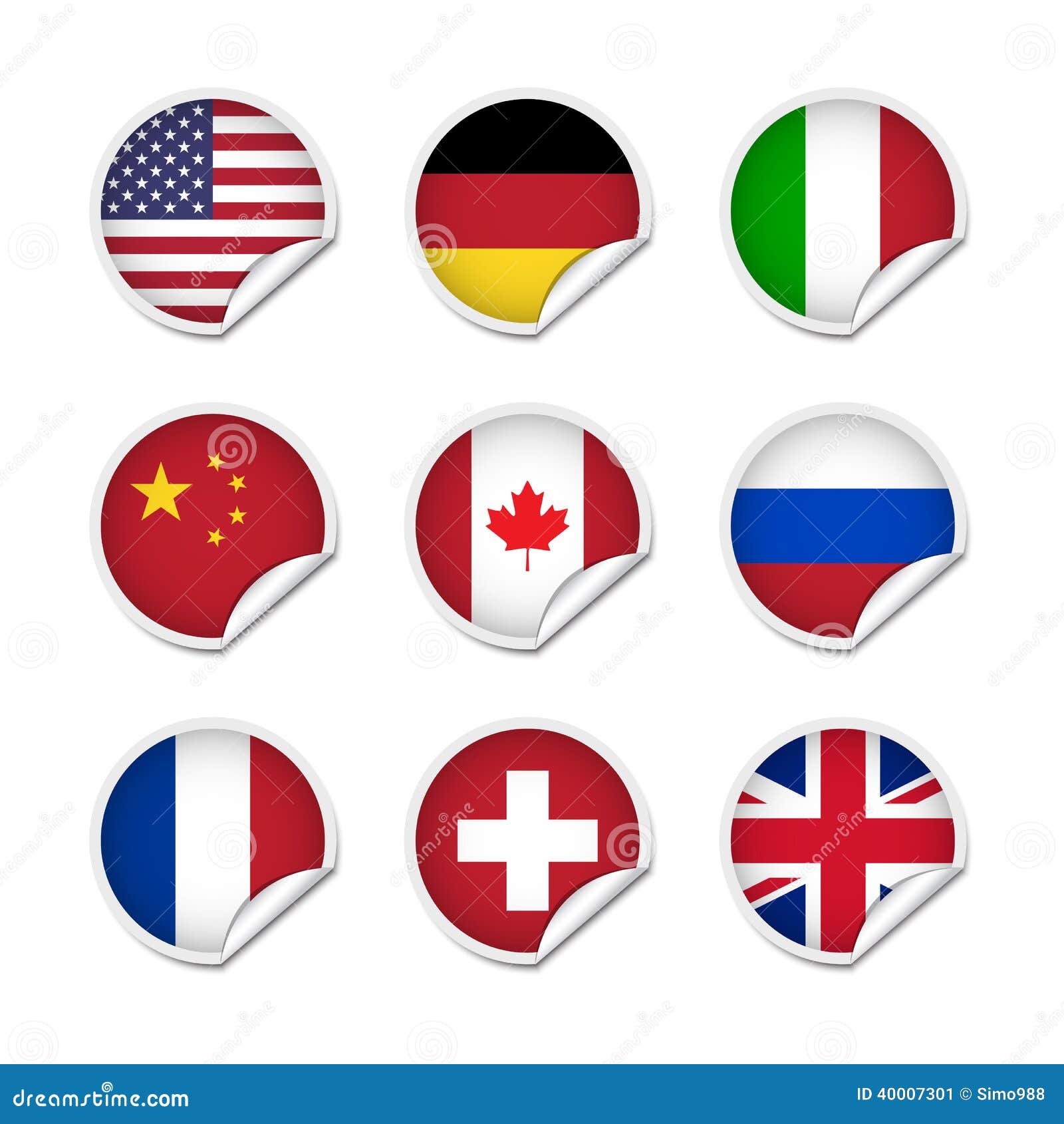 Flag Stickers Set 1 Stock Illustrations – 9 Flag Stickers Set 1 Stock ...