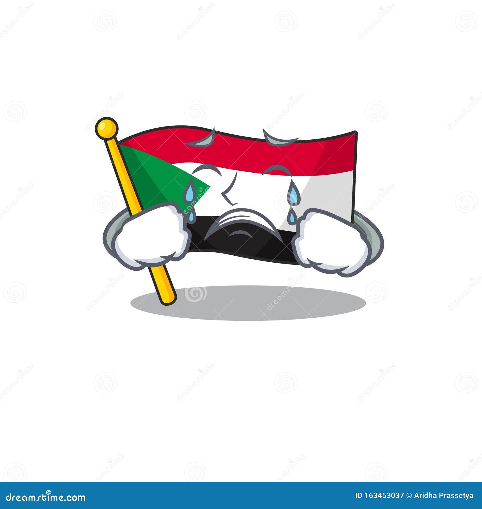 Flag Sudan Character in Cartoon Shape Crying Stock Vector ...