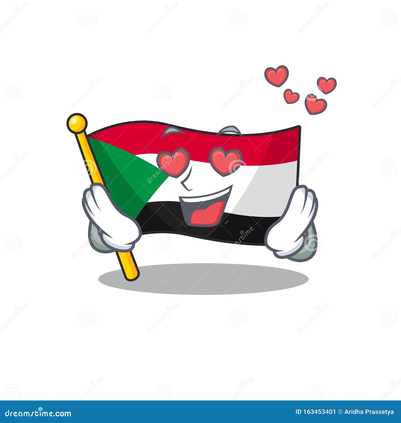 Flag Sudan Character in Cartoon Shape in Love Stock Vector ...