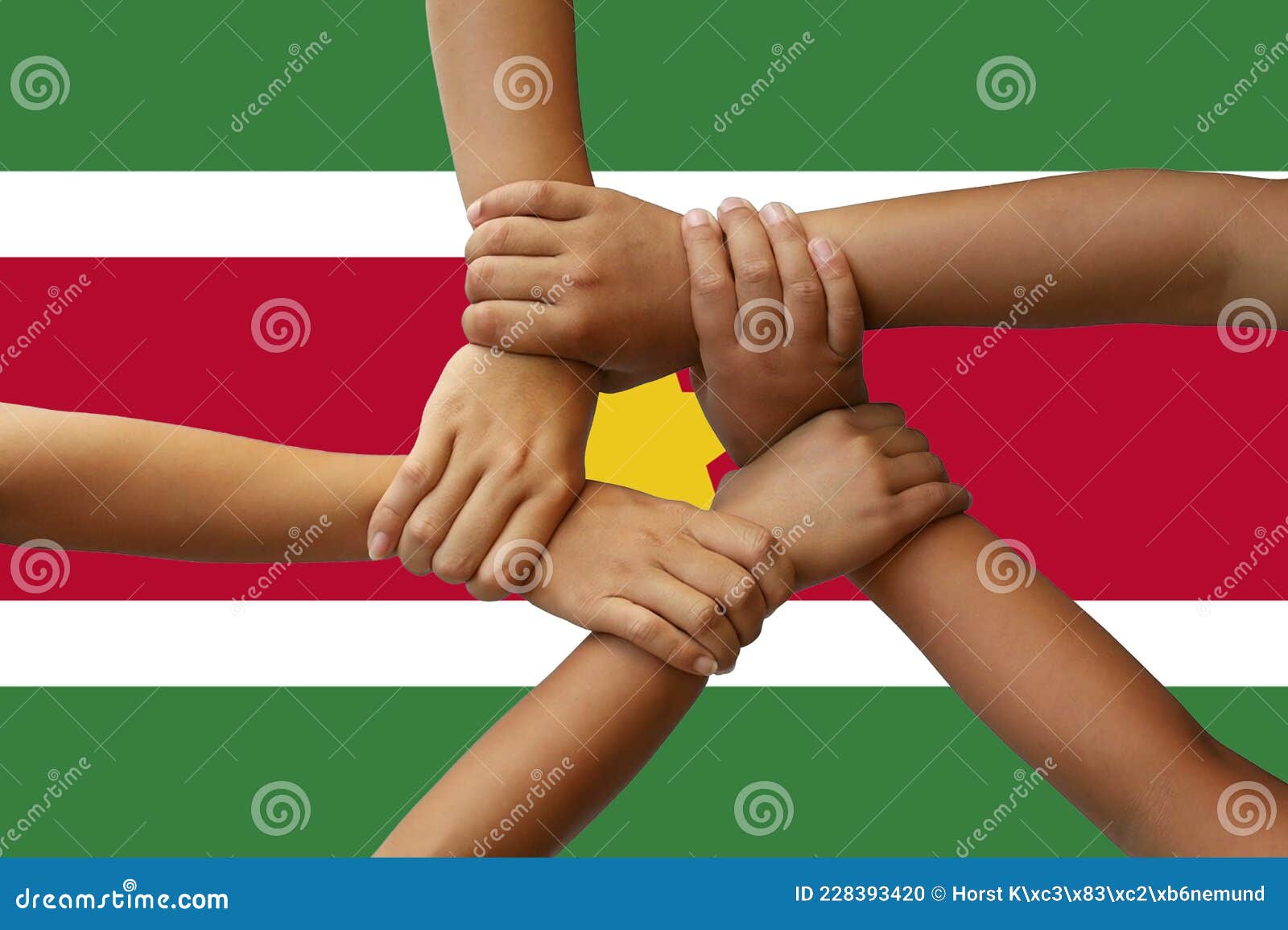 Flag of Suriname, Intergration of a Multicultural Group of Young People ...