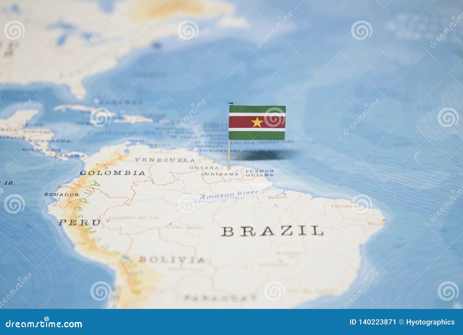 The Flag of Suriname in the World Map Stock Image - Image of countries ...