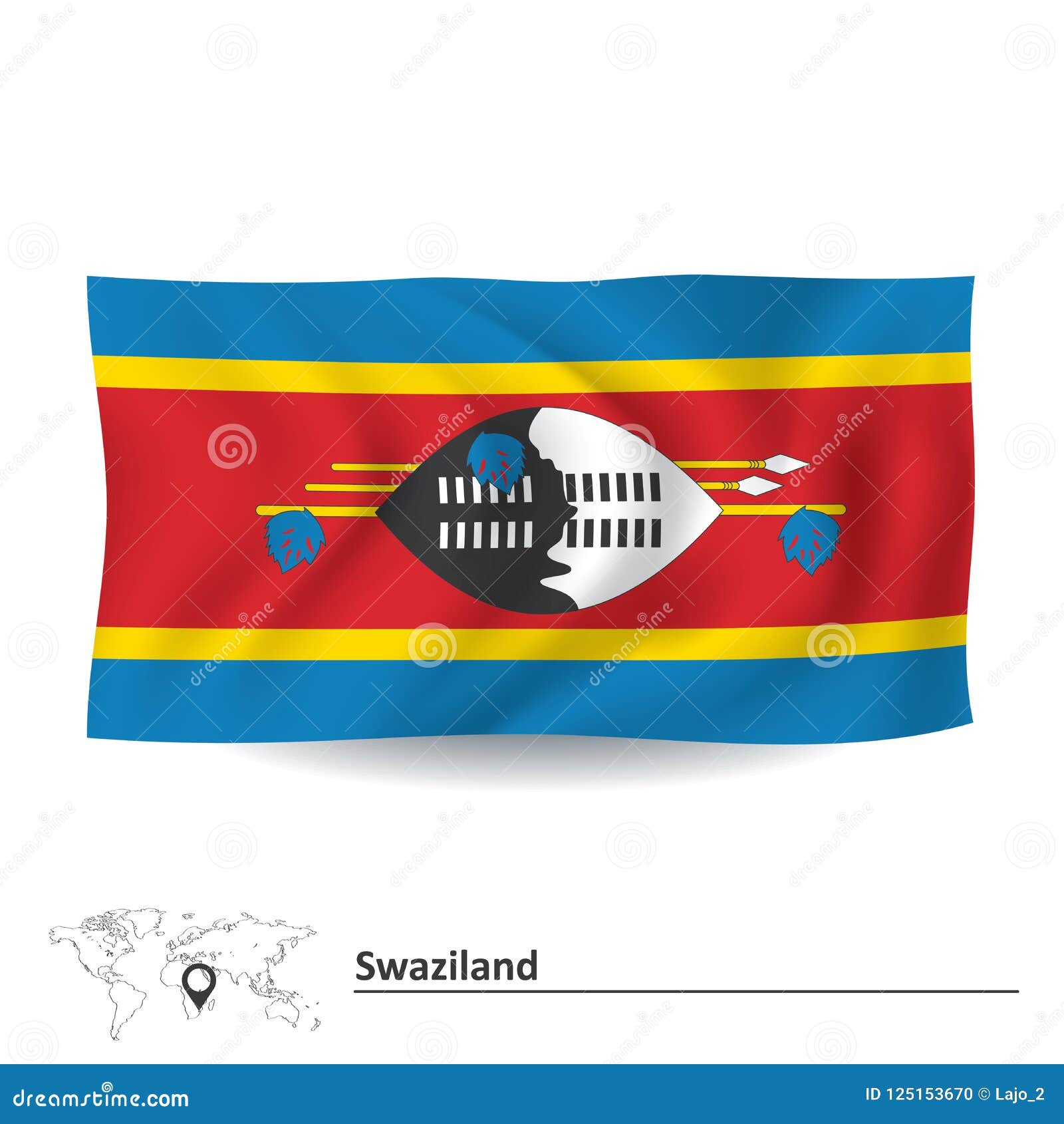 Flag of Swaziland stock vector. Illustration of drawing - 125153670
