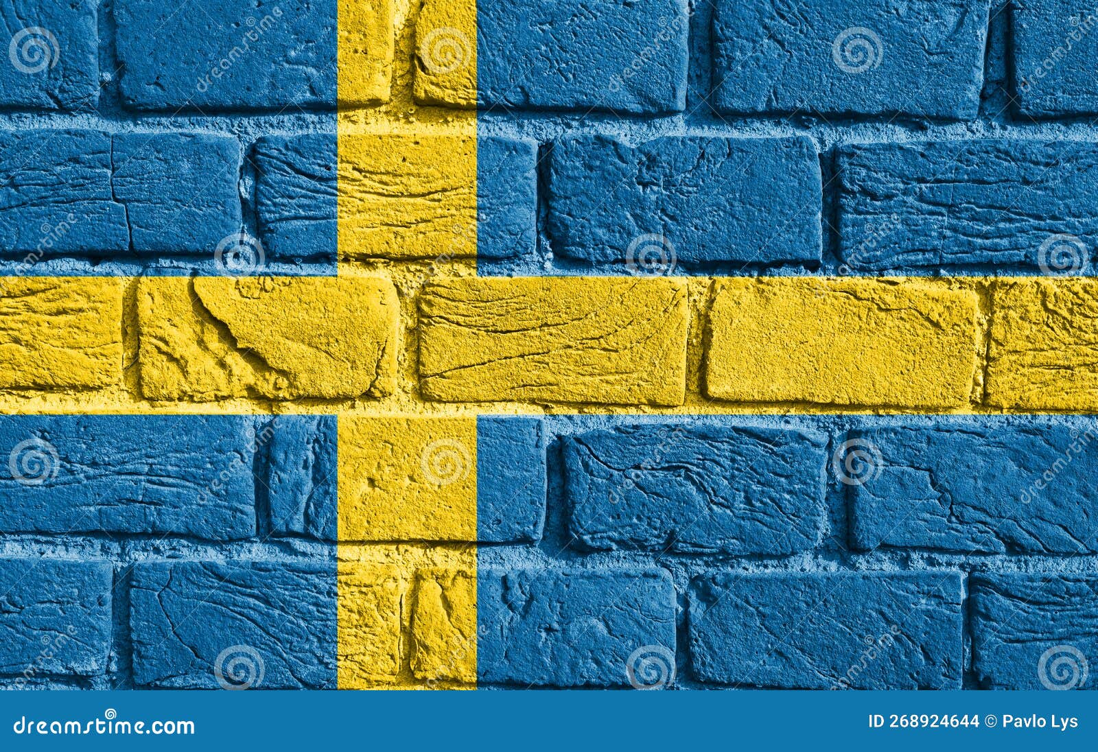 Flag of Sweden on the wall stock photo. Image of design - 268924644
