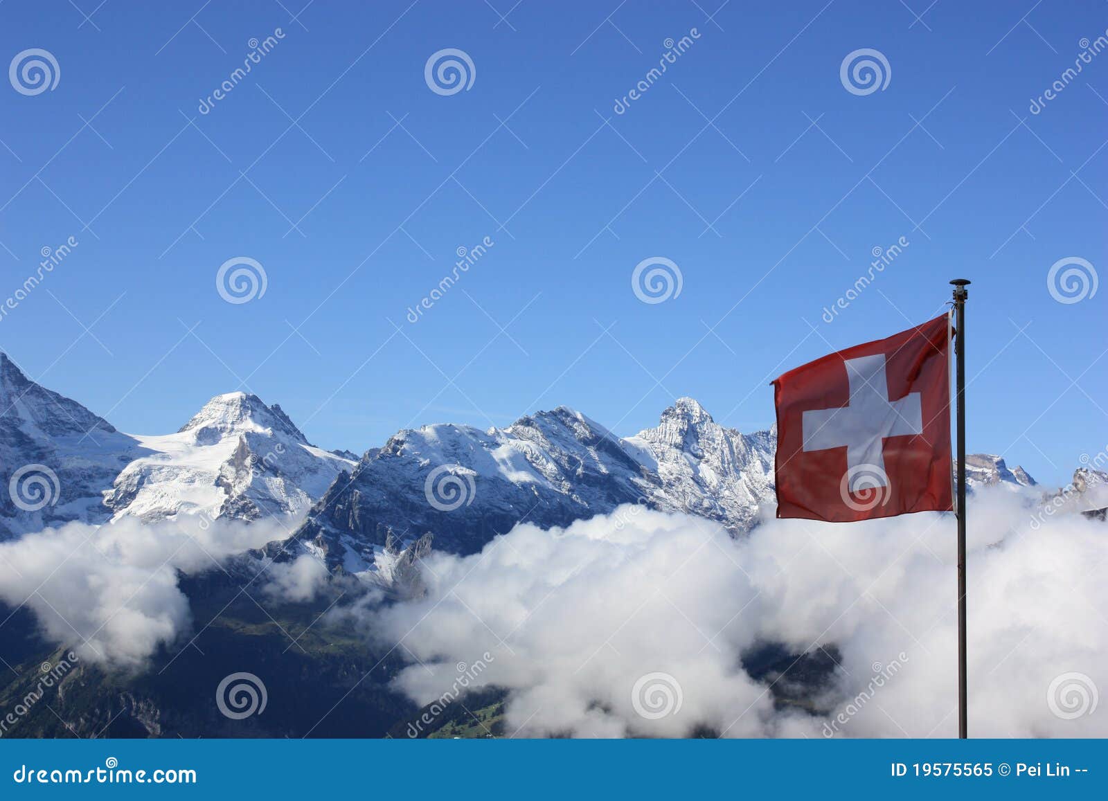 Flag of Switzerland Against Swiss Alps Stock Image - Image of alpine ...