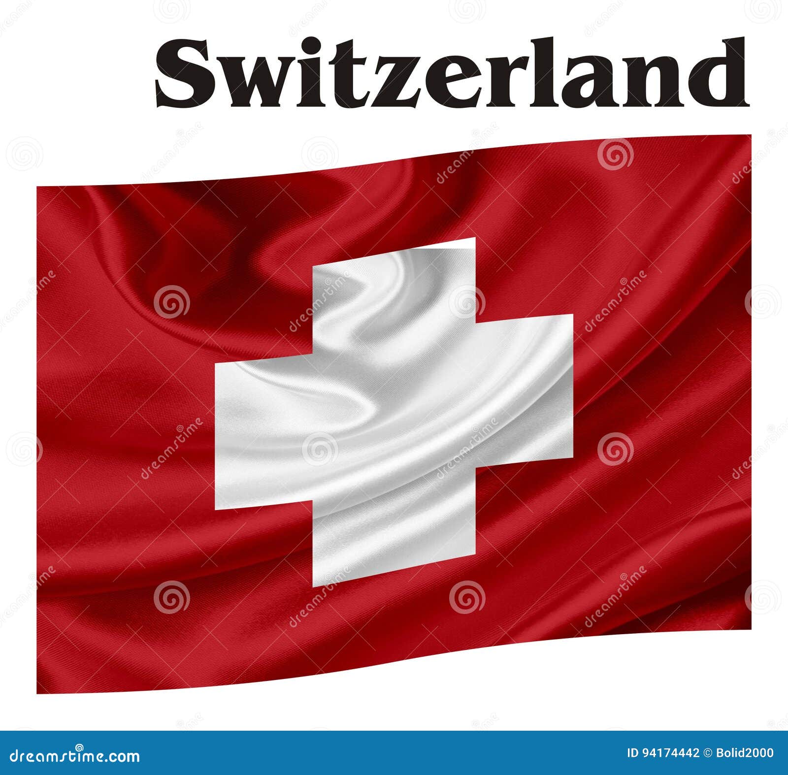 Flag of Switzerland and Word Stock Illustration - Illustration of black ...