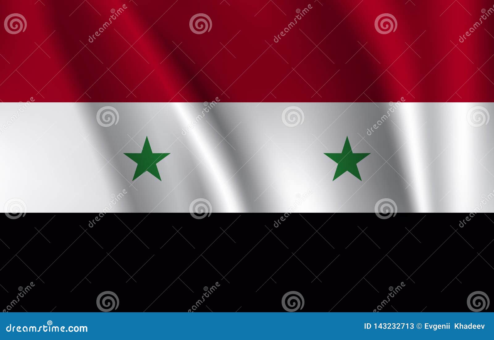 The Flag of the Syrian Arab Republic Waving Stock Illustration ...