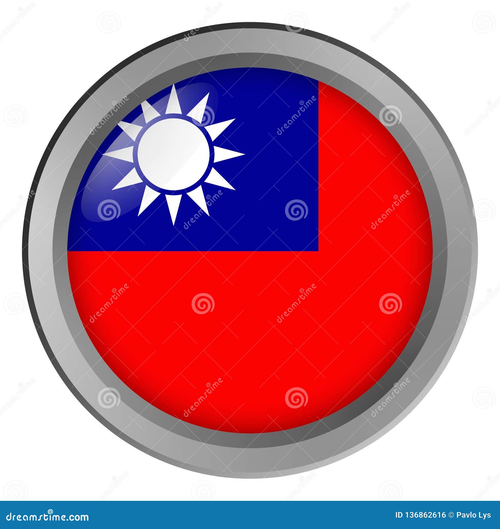 Flag of Taiwan Round As a Button Stock Illustration - Illustration of ...