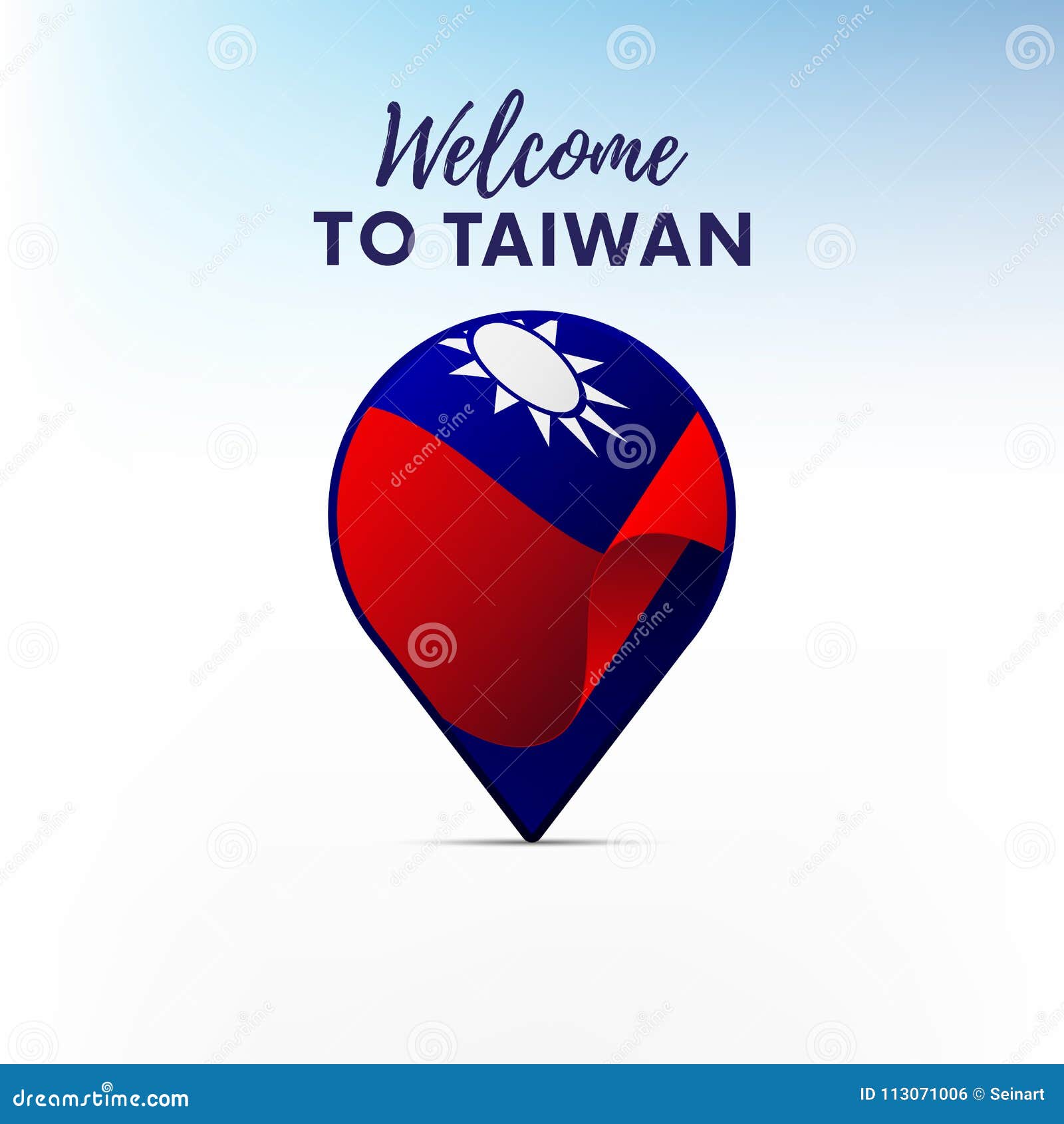 Flag of Taiwan in Shape of Map Pointer or Marker. Welcome To Taiwan ...