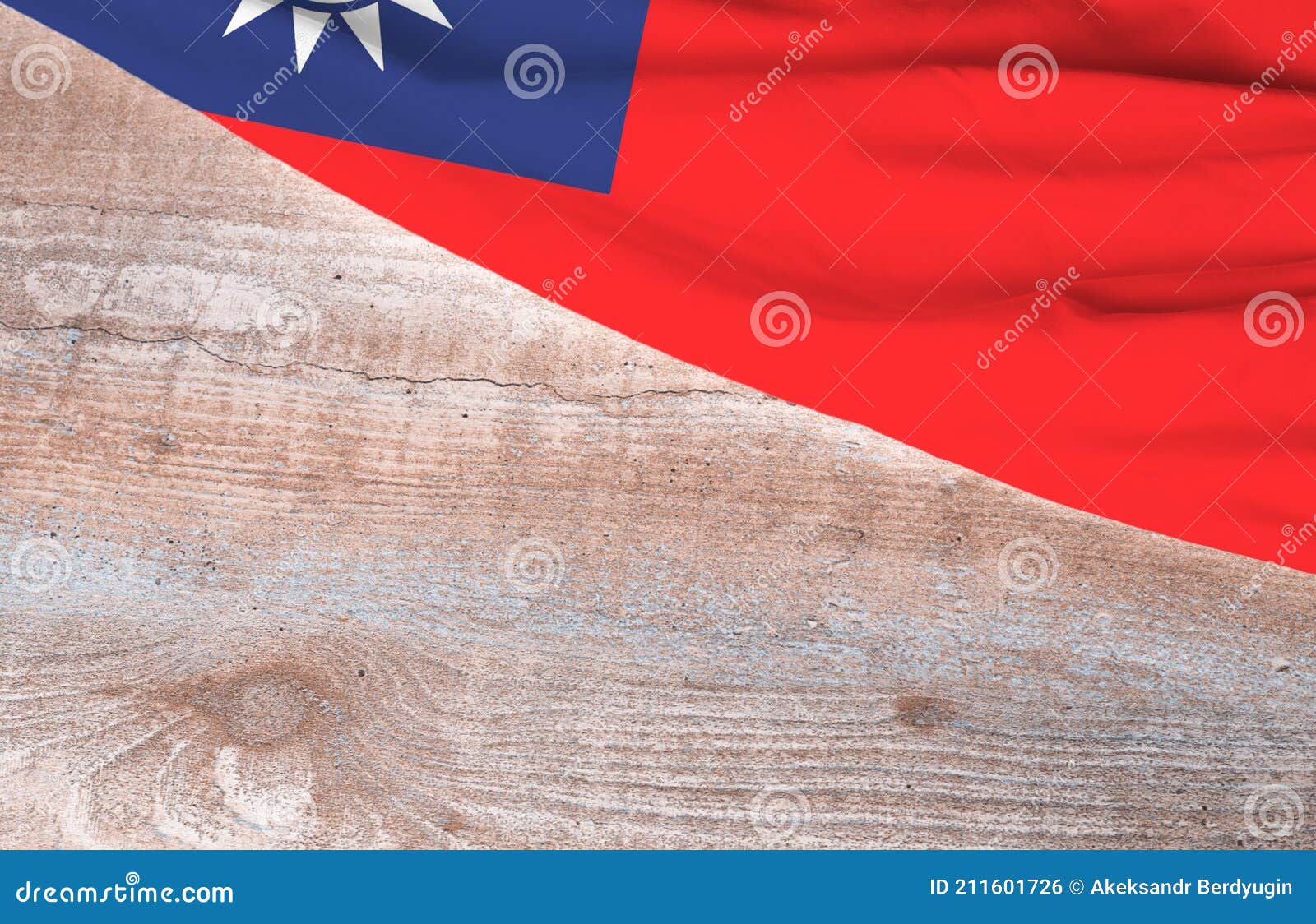 Flag Taiwan and Space for Text on a Wooden Background Stock Photo ...