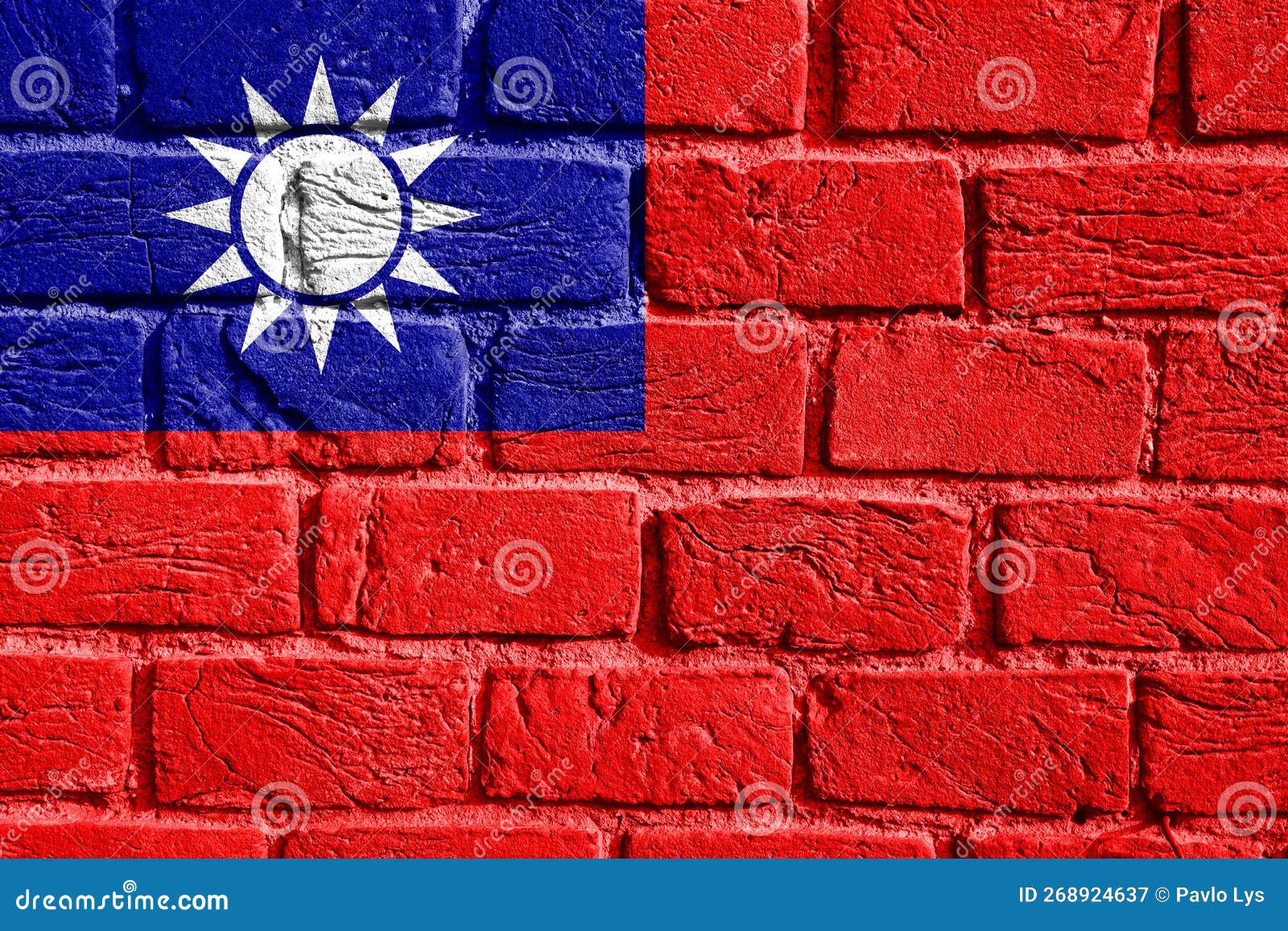 Flag of Taiwan on the wall stock image. Image of flag - 268924637