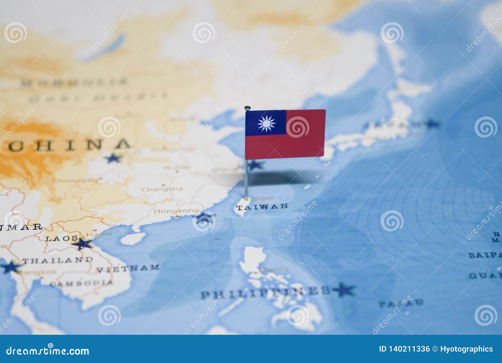 The Flag of Taiwan in the World Map Stock Photo - Image of atlas ...