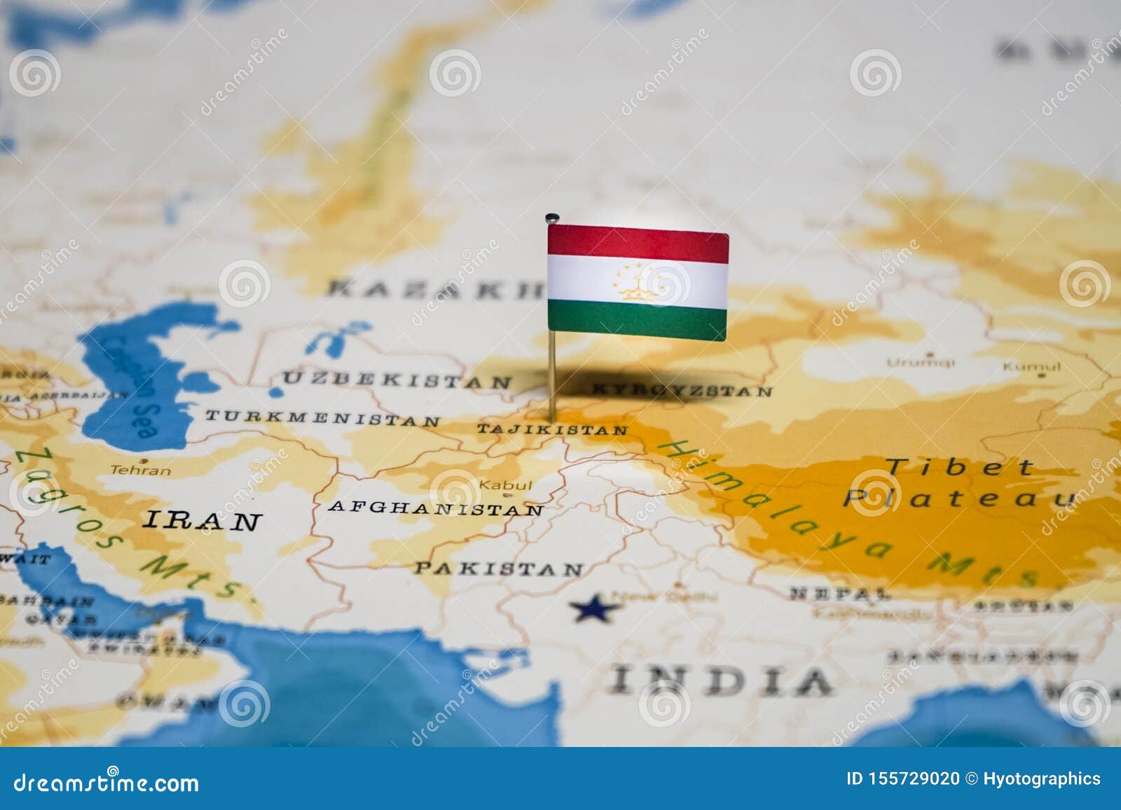 The Flag of Tajikistan in the World Map Stock Photo - Image of graphic ...