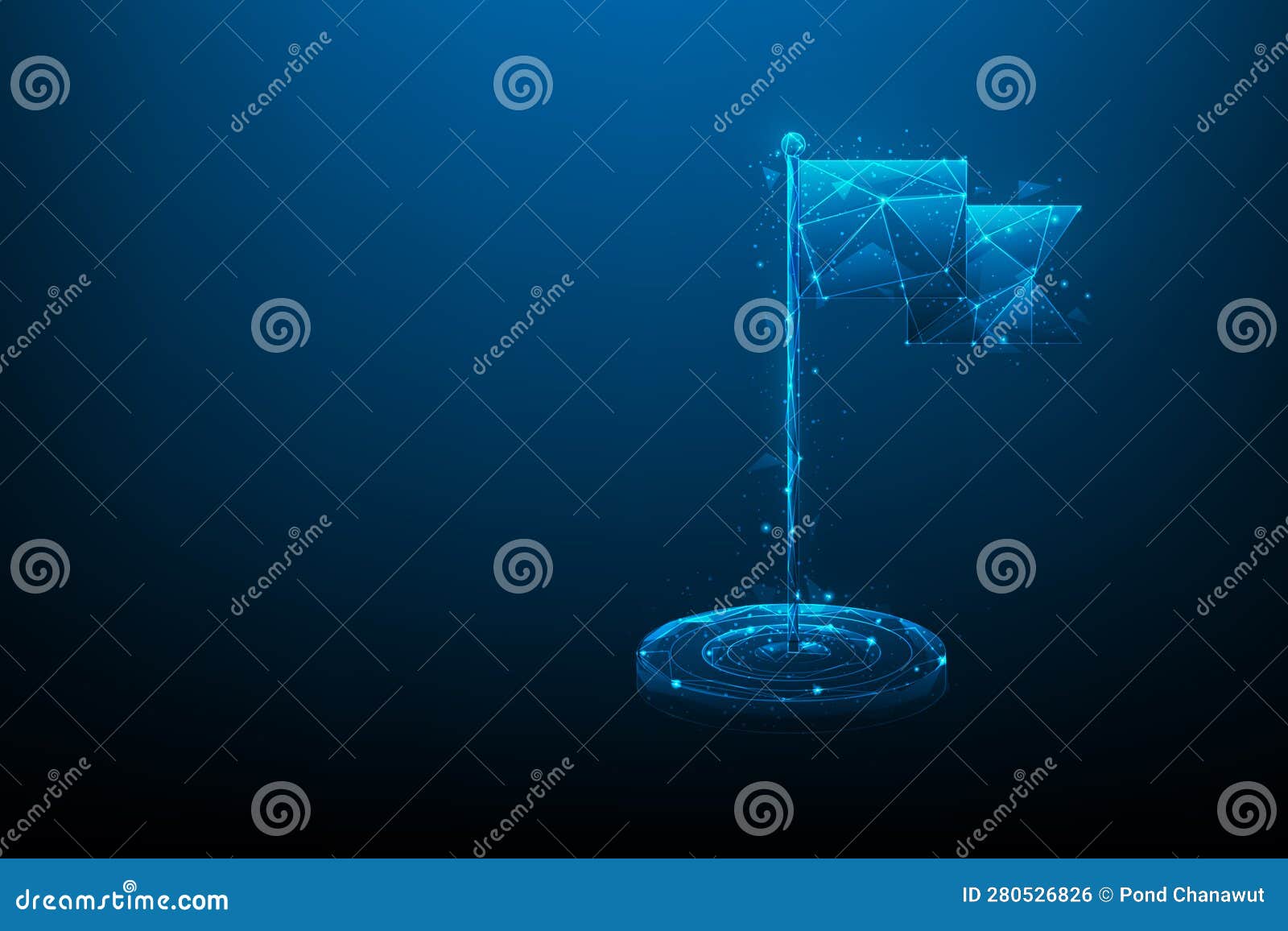 Flag Target Achievement Technology Digital. Business Goal Low Poly ...