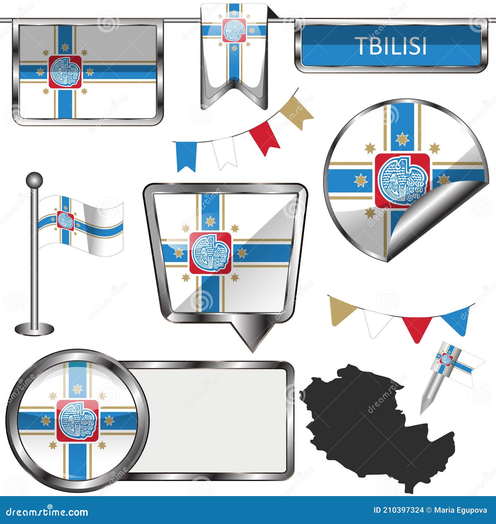 Flag of Tbilisi stock vector. Illustration of vector - 210397324