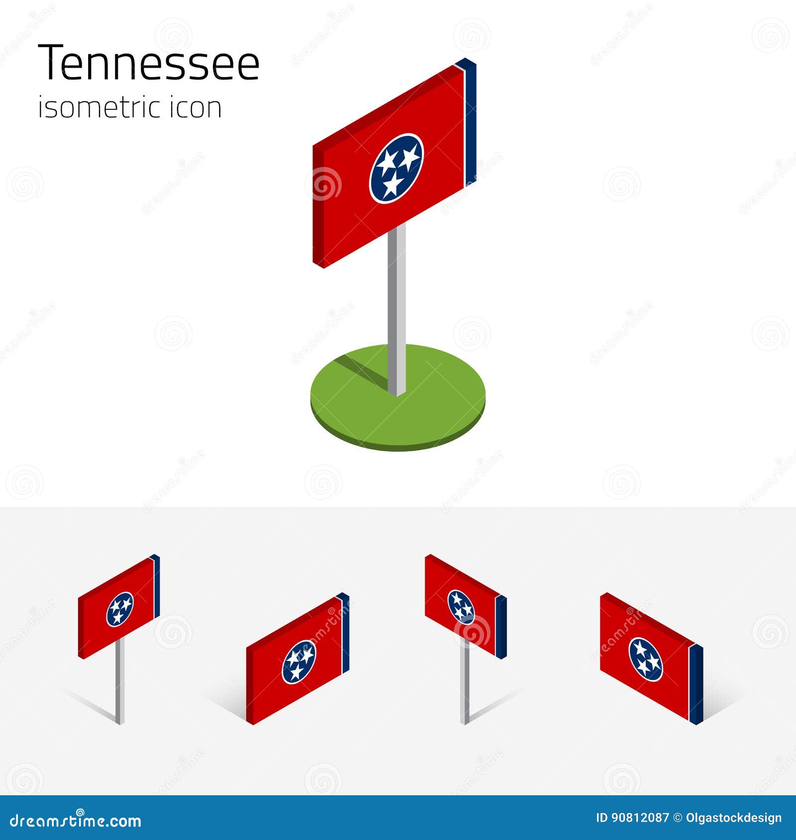 Flag of Tennessee USA, Vector 3D Isometric Flat Icons Stock Vector ...