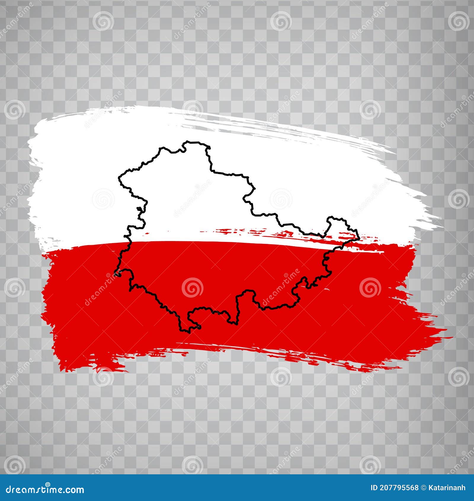 Flag of Thuringia from Brush Strokes. Blank Map of Thuringia. Germany ...
