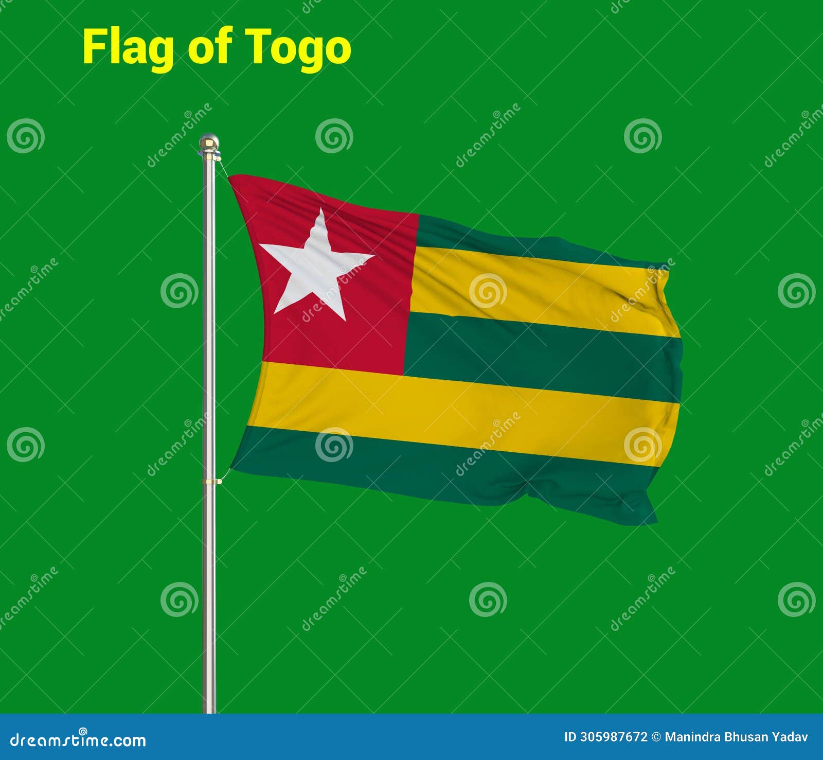 Flag of Togo, Togo Flag, National Flag of Togo. Pole Flag of Togo Stock ...