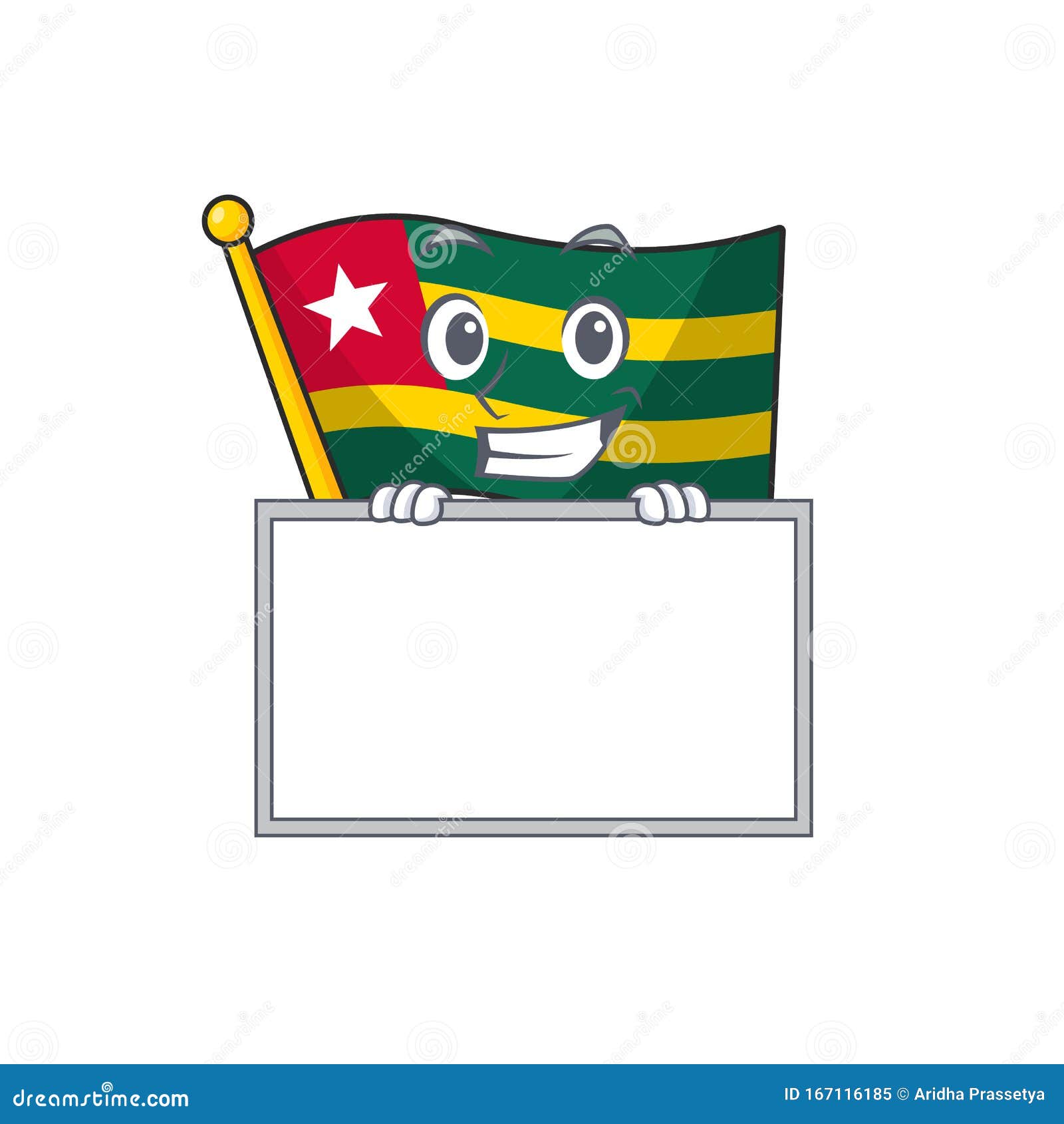 Flag Togo Scroll Cartoon Character Style Grinning with Board Stock ...