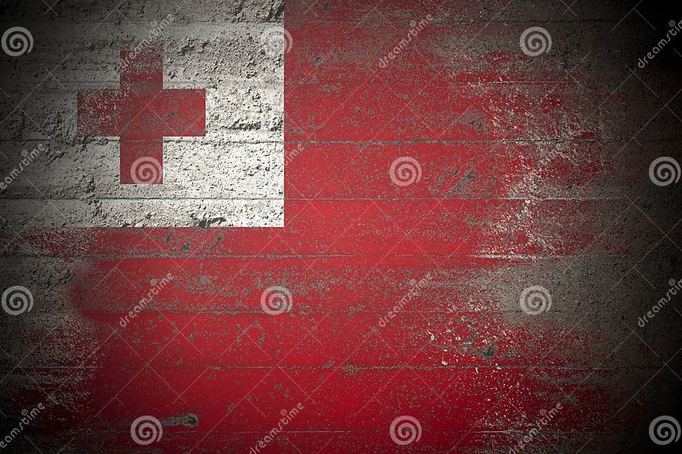 Flag of Tonga on Concrete Wall Stock Illustration - Illustration of ...