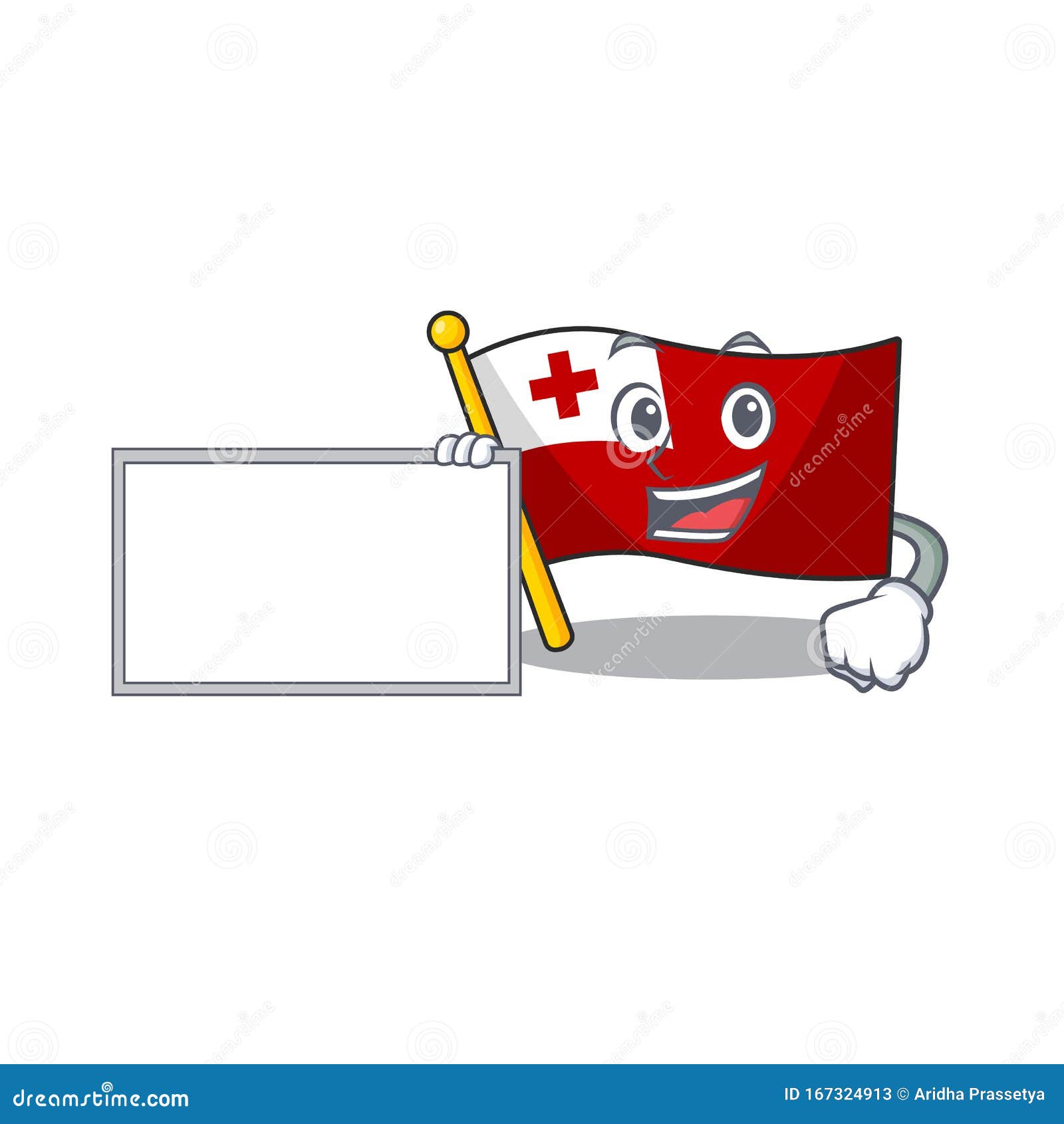 Flag Tonga Scroll with Board Cartoon Mascot Design Style Stock Vector ...