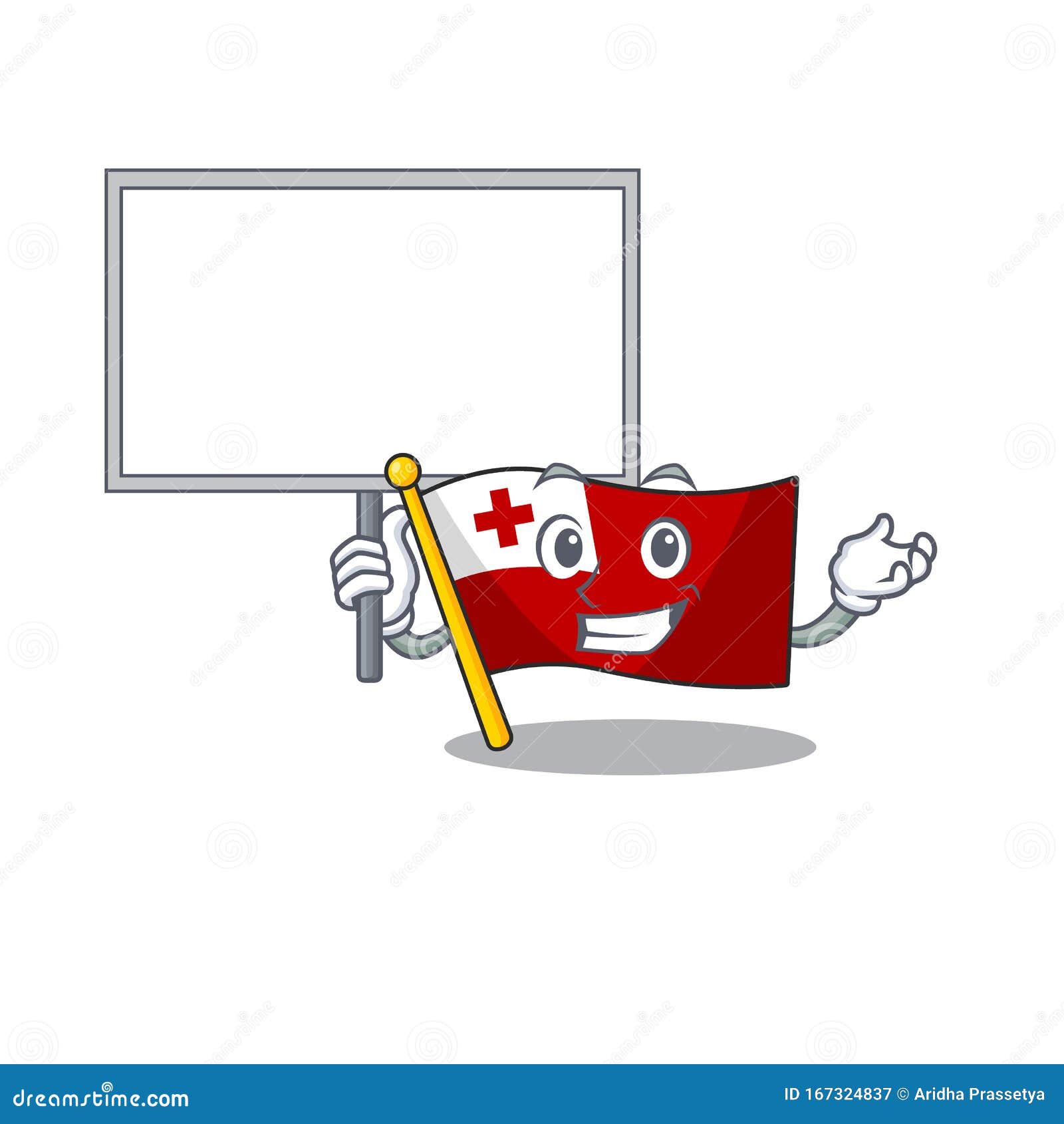 Flag Tonga Scroll Cute Cartoon Character Bring a Board Stock Vector ...