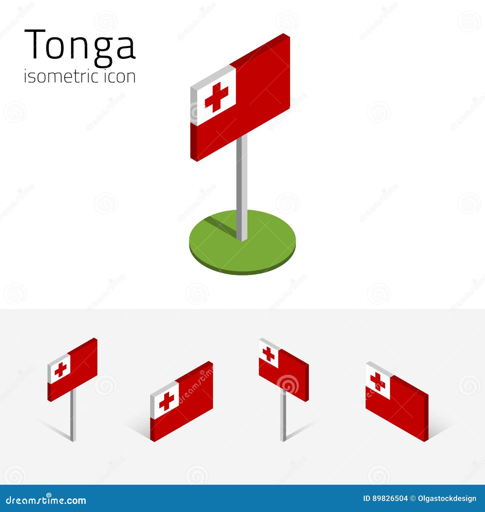 Flag of Tonga, Vector 3D Isometric Flat Icons Stock Vector ...