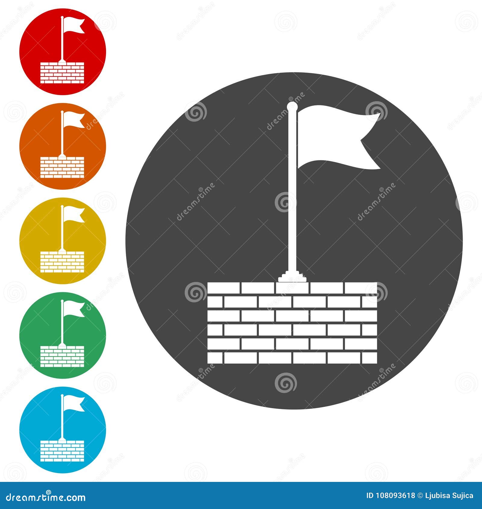 Flag on top Icon stock vector. Illustration of simbol - 108093618