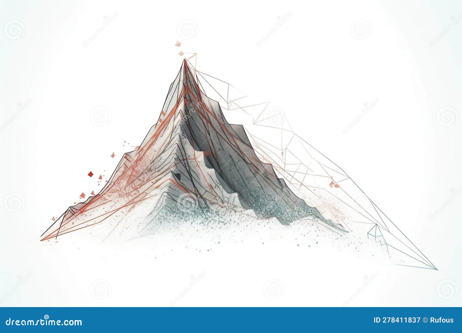 Flag on the Top of Mountain Form Lines, Triangles and Particle Style ...