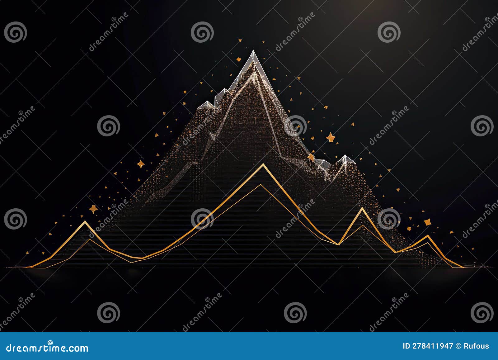 Flag on the Top of Mountain Form Lines, Triangles and Particle Style ...