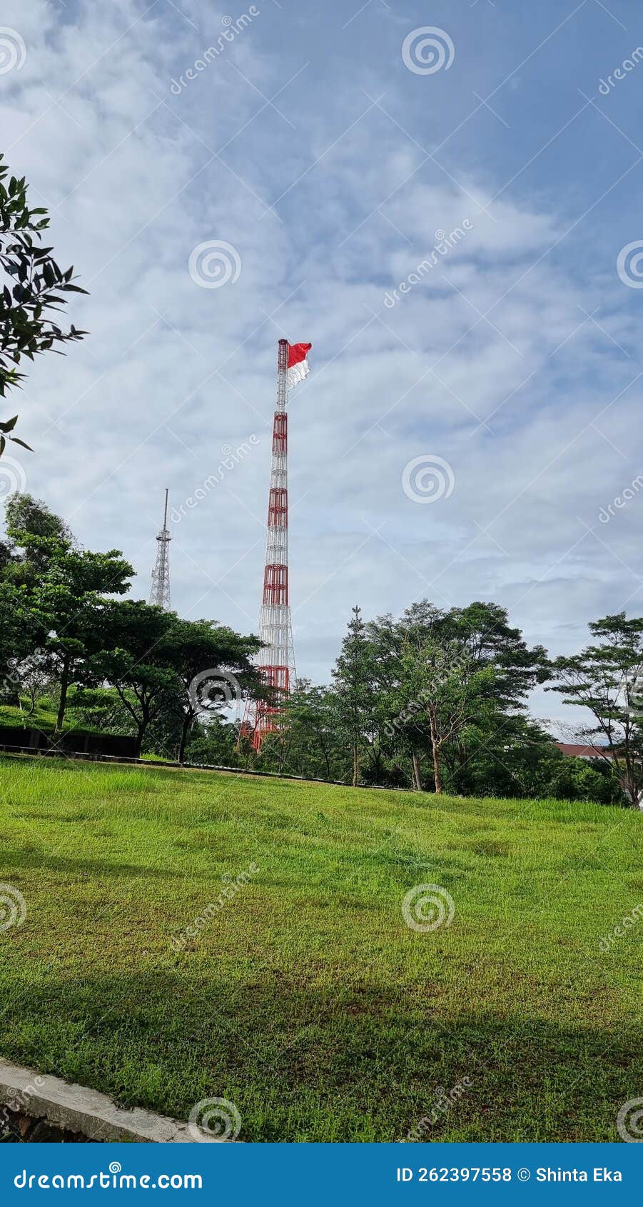 Flag Tower stock photo. Image of green, flag, indonesia - 262397558