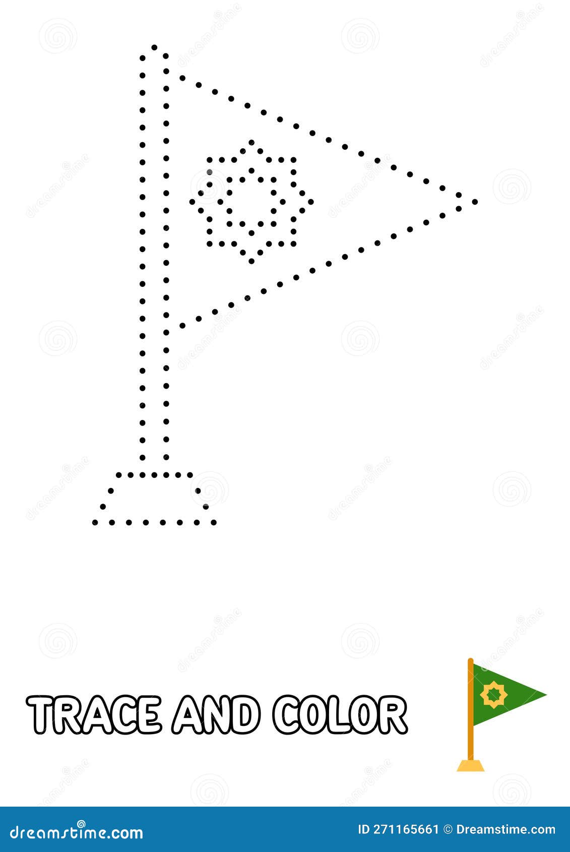 Flag Tracing and Coloring Worksheet for Kids Stock Vector ...