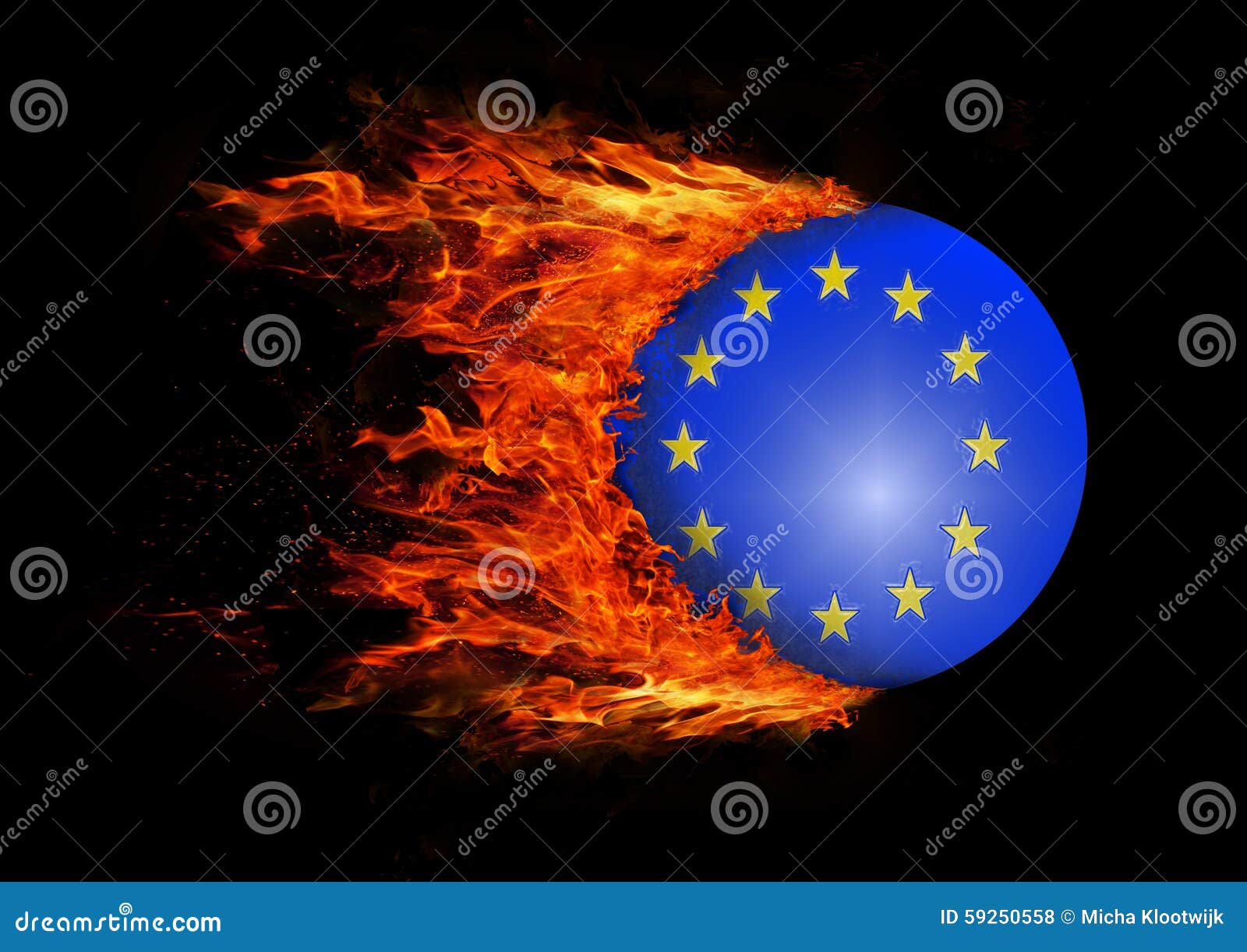 Flag with a Trail of Fire - European Union Stock Illustration ...