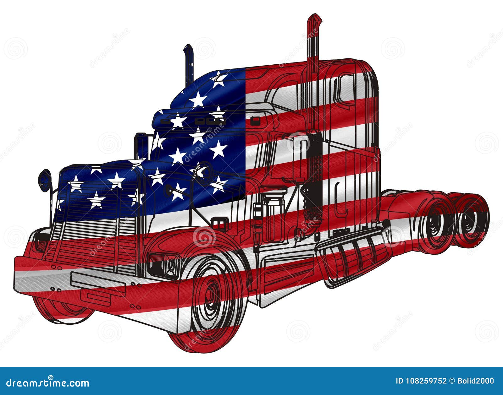 Flag of trailer stock illustration. Illustration of transportation ...