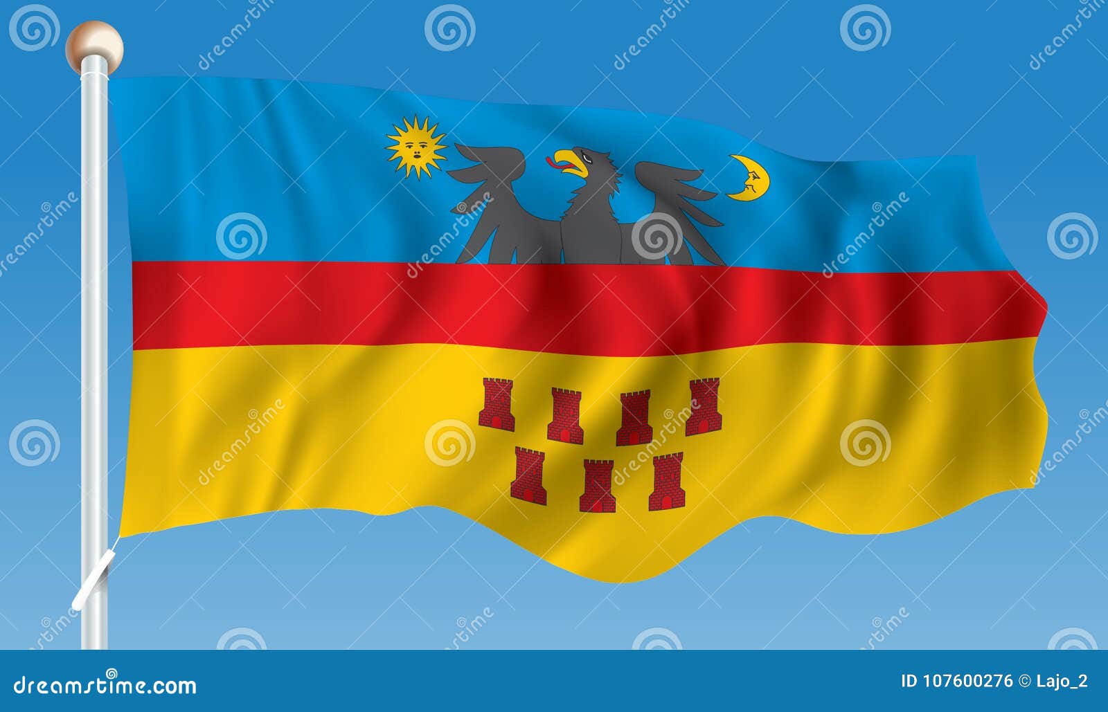Flag of Transylvania stock vector. Illustration of composition - 107600276