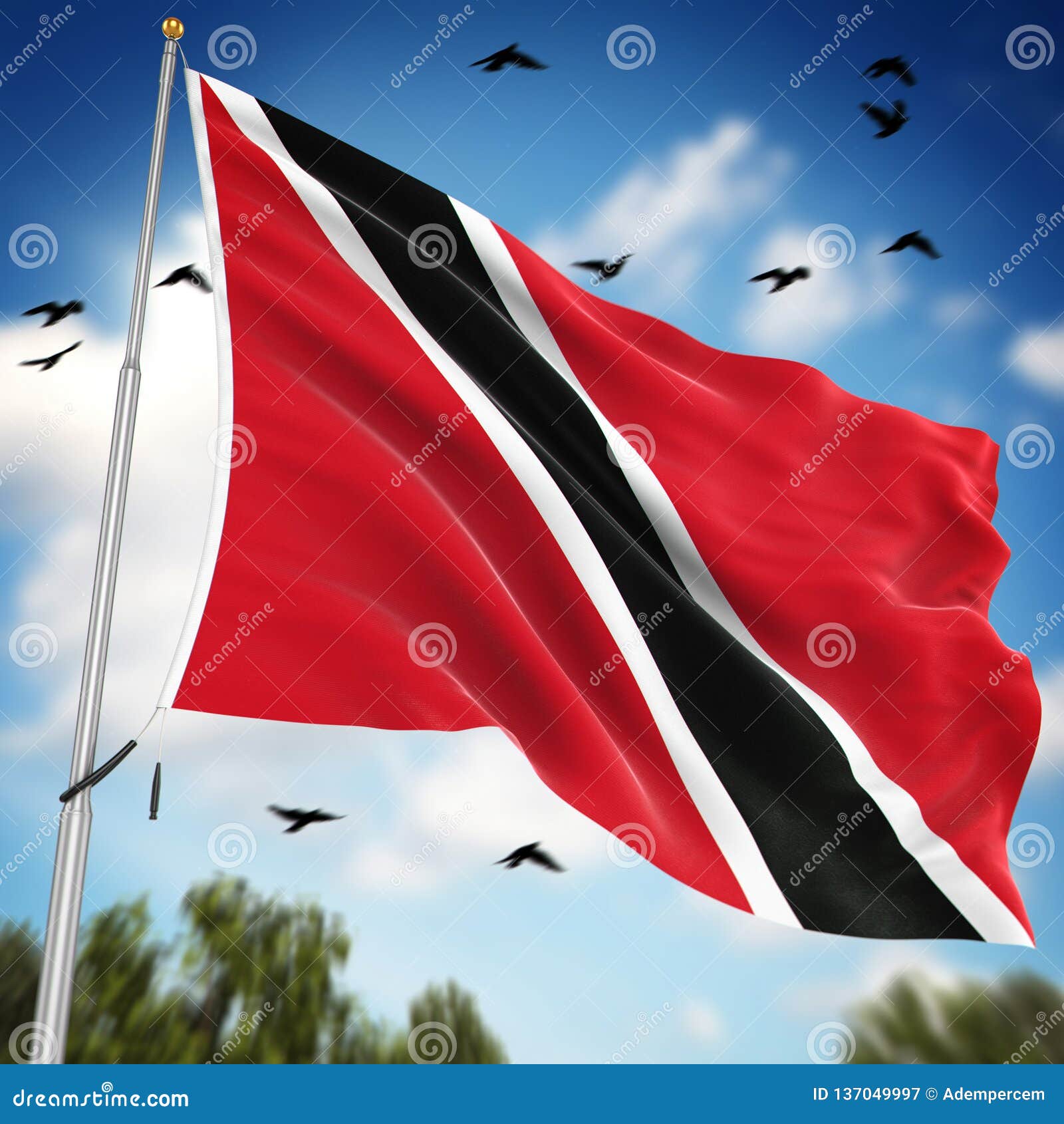 Flag of Trinidad and Tobago Stock Illustration - Illustration of ...