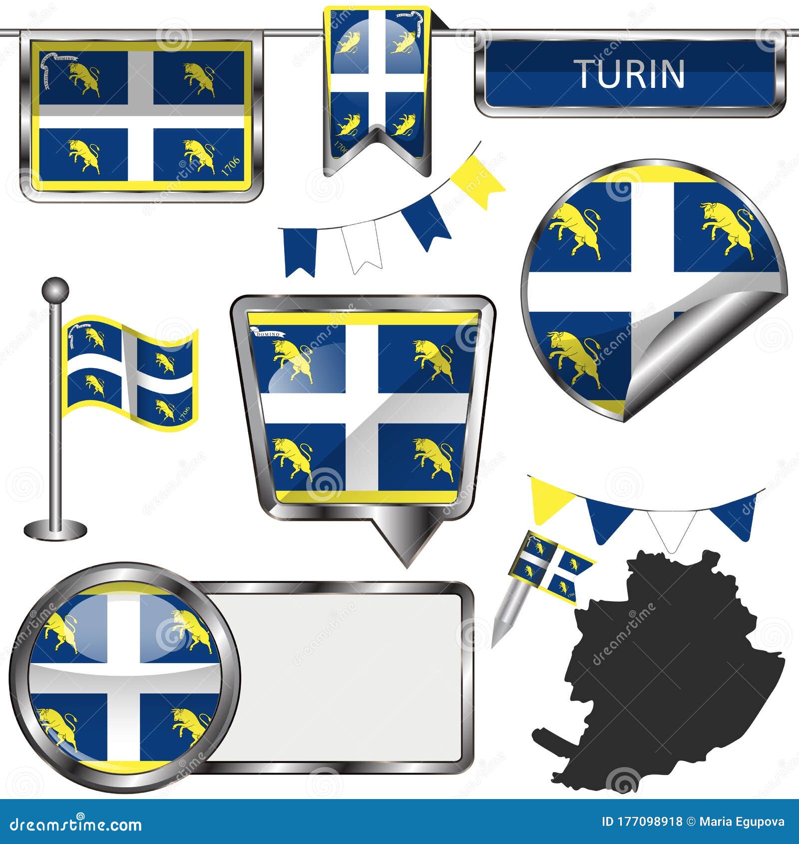 Flag of Turin, Italy stock vector. Illustration of award - 177098918