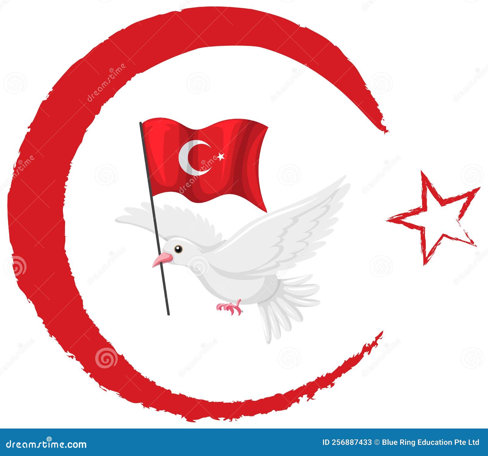Flag of Turkey with Crescent Moon and Star Stock Vector - Illustration ...