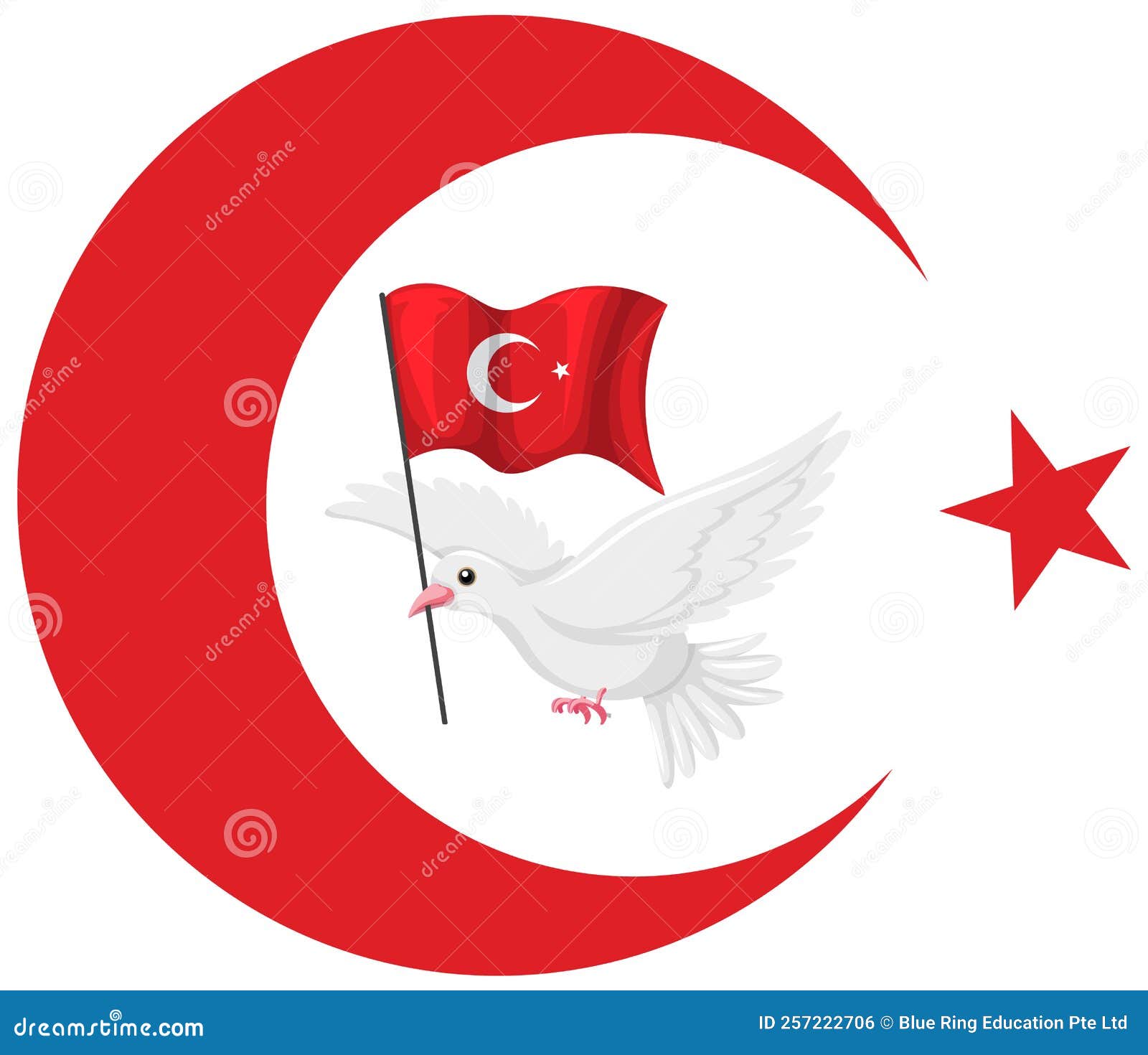 Flag of Turkey with Crescent Moon and Star Stock Vector - Illustration ...