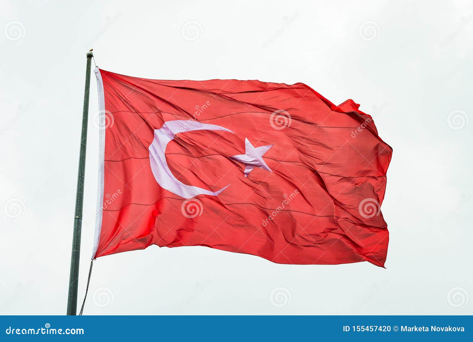 Flag of Turkey Flying in the Wind Stock Photo - Image of country, wind ...
