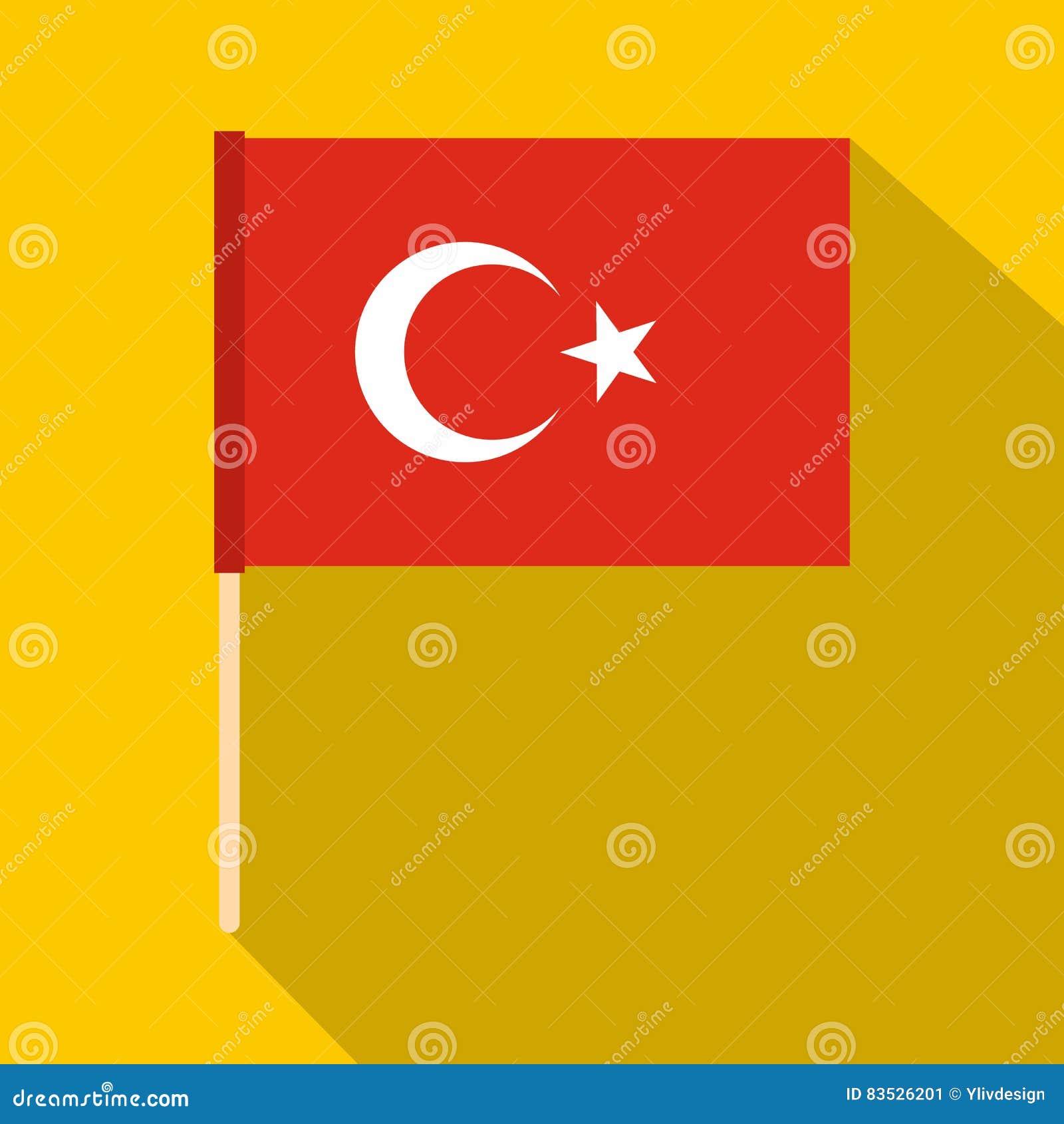 Flag of Turkey Icon, Flat Style Stock Vector - Illustration of color ...