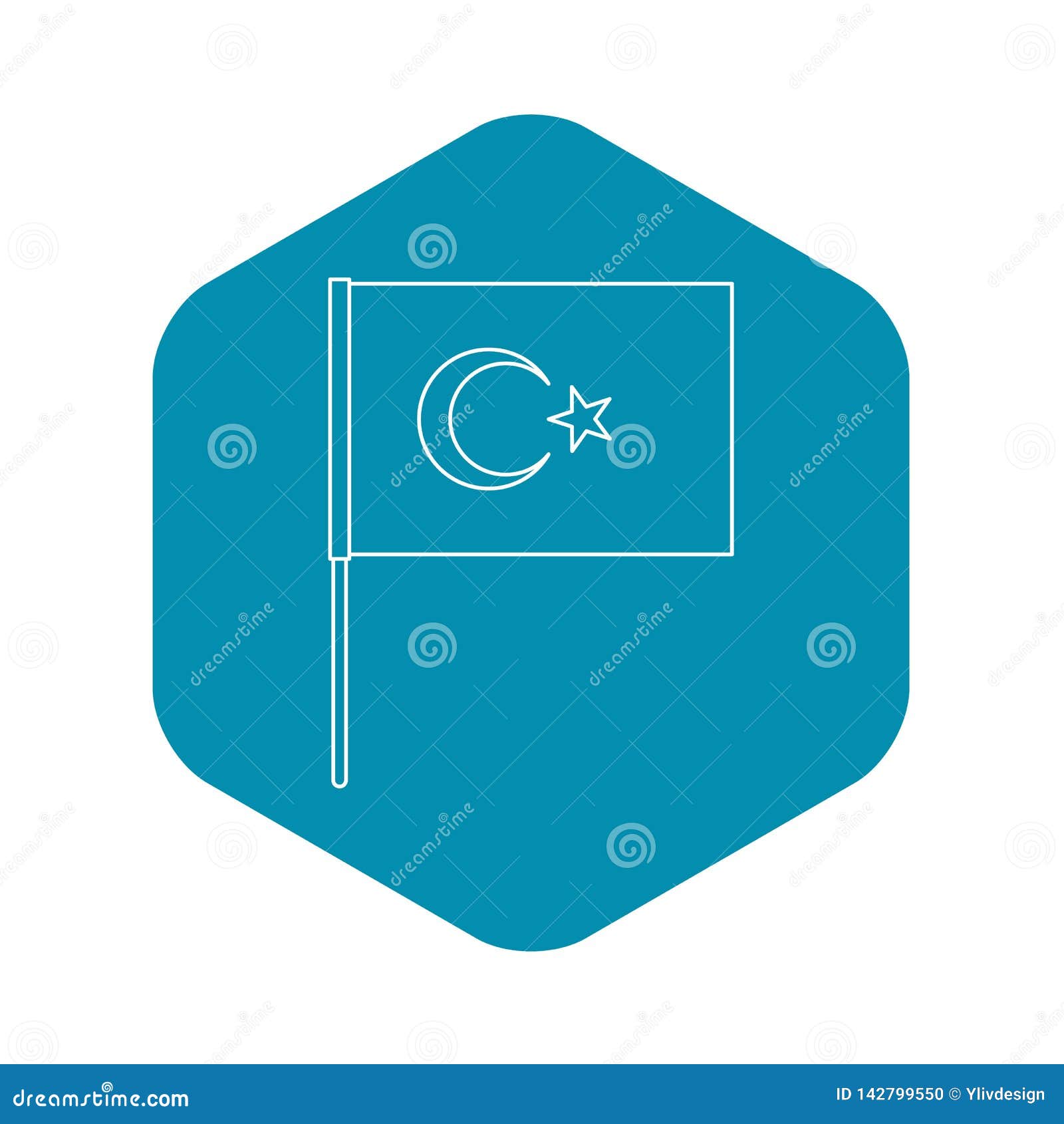 Flag of Turkey Icon, Outline Style Stock Vector - Illustration of ...