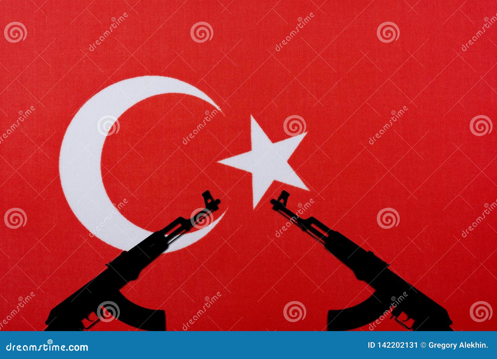 The Flag of Turkey and the Silhouette of Weapons Stock Image - Image of ...