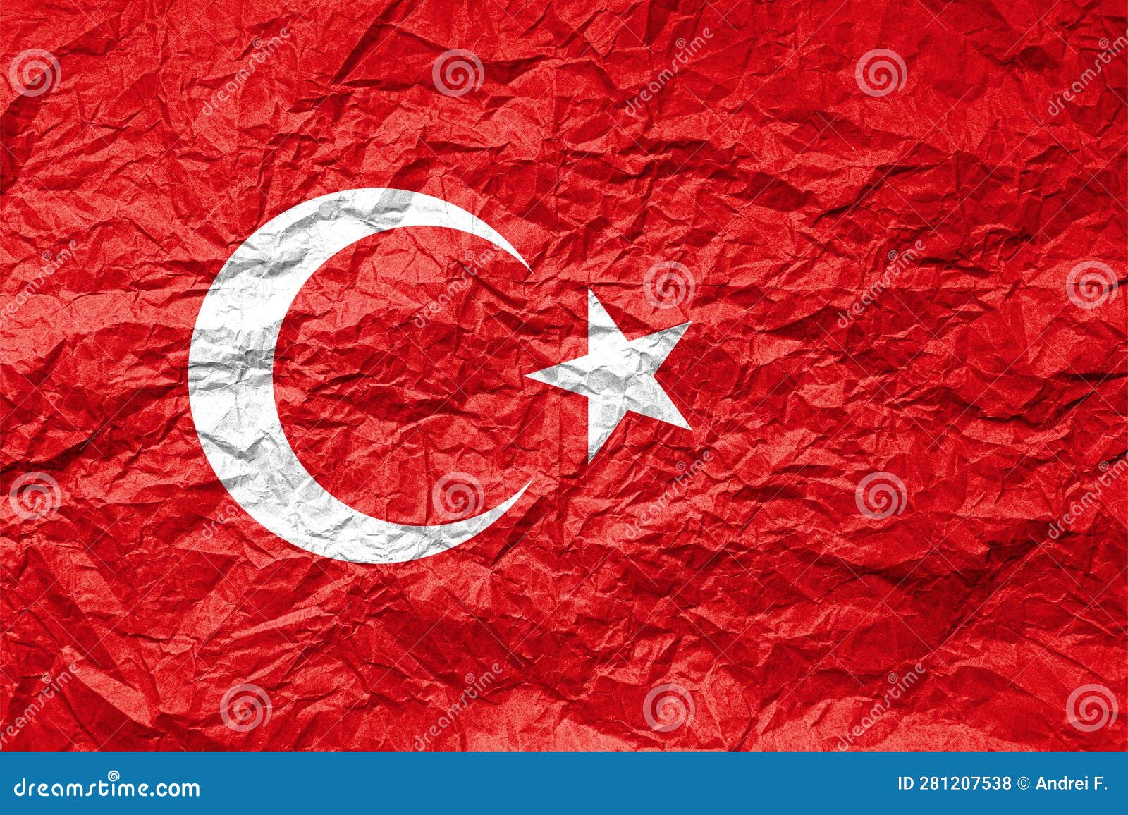 Flag of Turkiye on Crumpled Paper. Textured Background Stock Photo ...