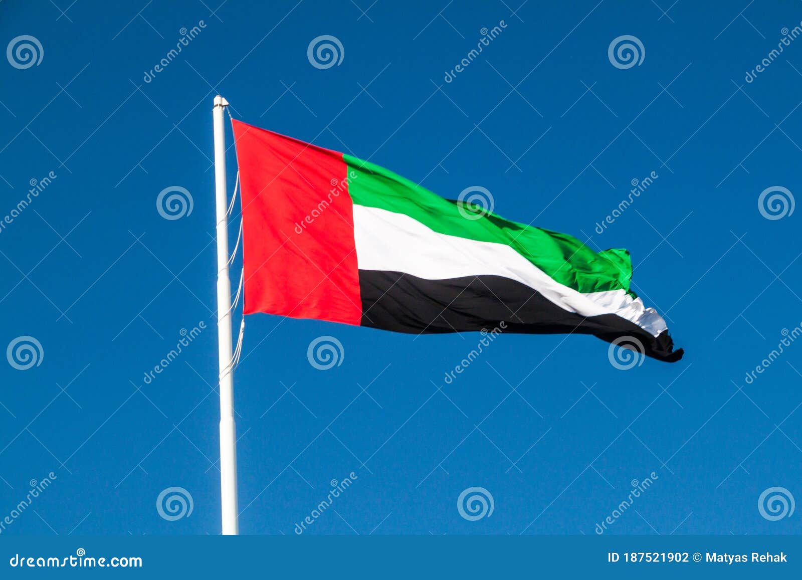 Flag on the UAE Flagpole in Abu Dha Stock Photo - Image of background ...