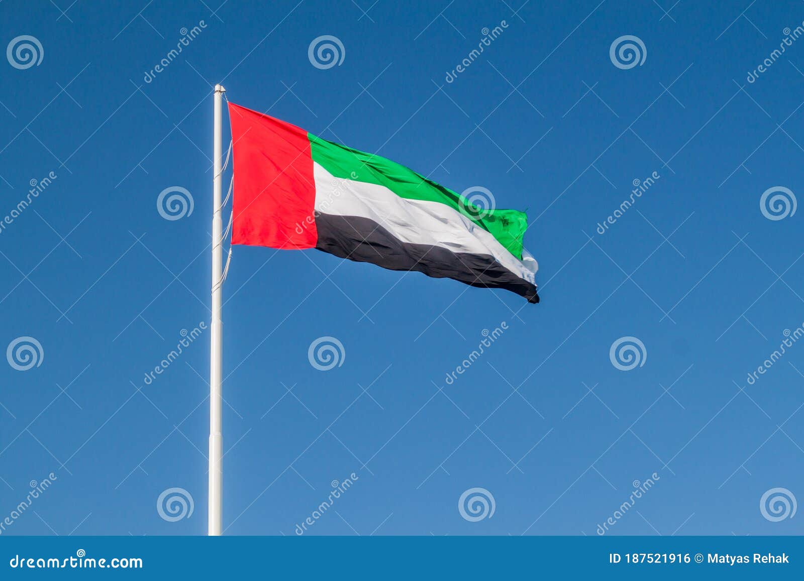 Flag on the UAE Flagpole in Abu Dha Stock Photo - Image of city ...