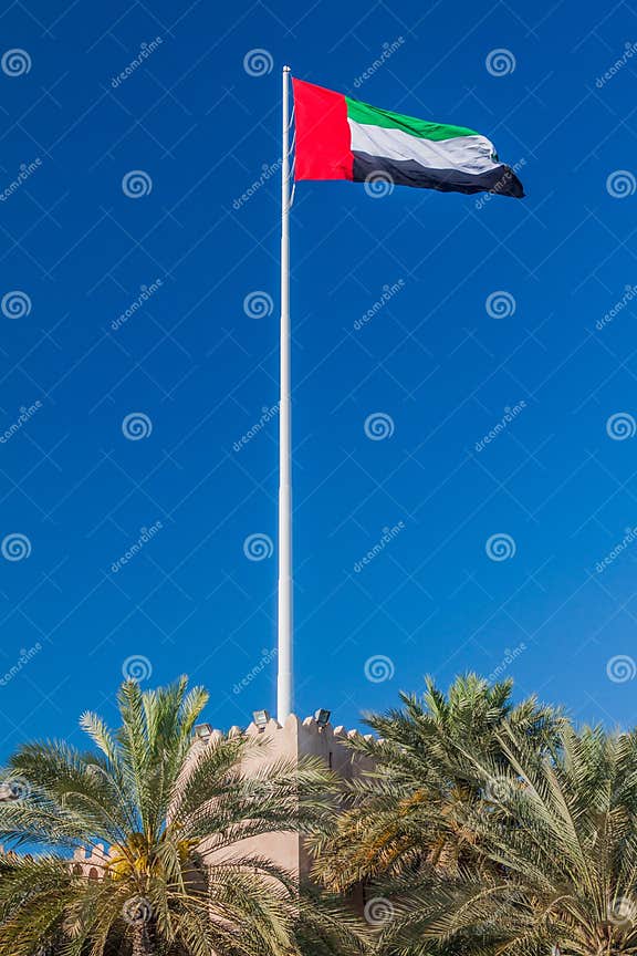 Flag on the UAE Flagpole in Abu Dha Stock Photo - Image of symbol ...