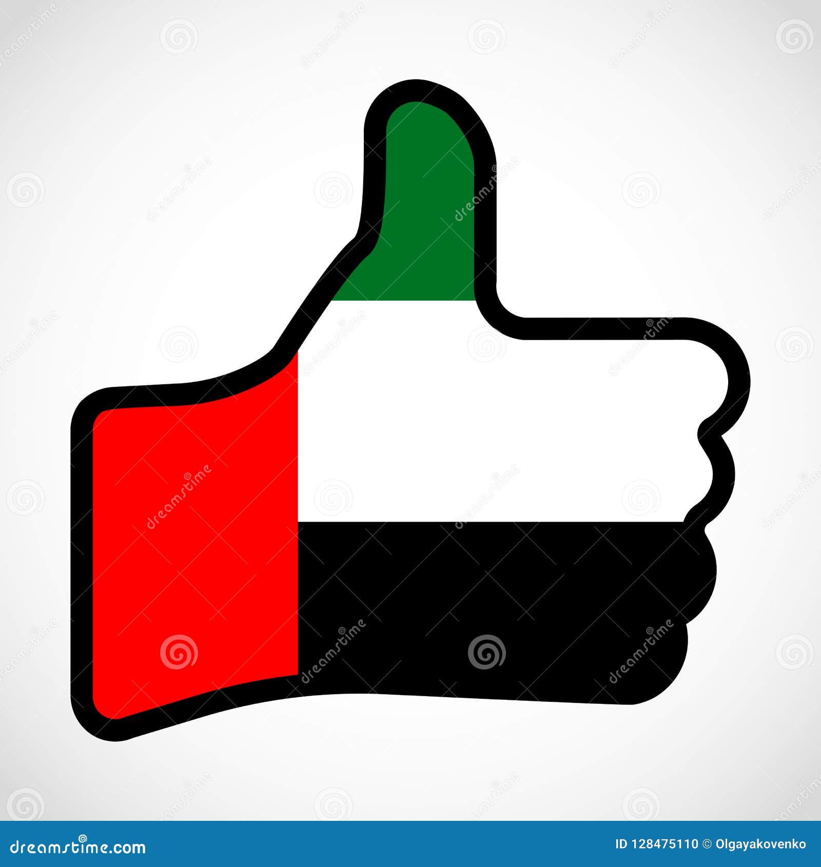 Flag of UAE in the Shape of Hand with Thumb Up, Gesture Stock Vector ...